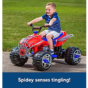 Kid Trax Marvel Spiderman Toddler ATV Ride On Toy, 12 Volt Battery, 3-7 Years, Max Rider Weight 88 lbs, Spider-Man Blue