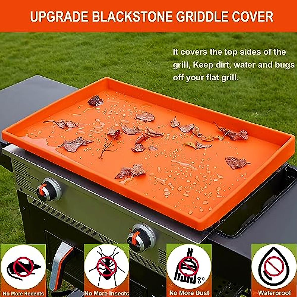 Upgraded Griddle Cover Mat for 28 Inch Blackstone Griddle, Full-edge Griddle Silicone Protective Mat, Heavy Duty Food Grade Silicone Grill Cover Protect Your Griddle from Insects, Debris and Rust