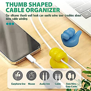 MYPLAISIR Key Hooks for Wall, 24Pack Adhesive Cable Clips, Desk Cable Management Clips Desk Cable Organizer Thumbs up Wall Hooks for Hanging Computer Cable Management Kit Multicolour Mixed