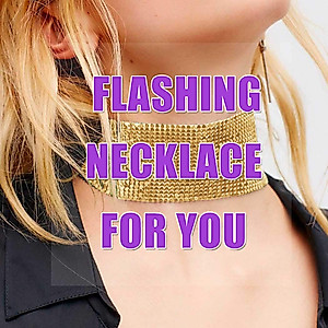 Masiter Sparkly Sequin Mesh Necklace Adjustable Gold Choker Chain Party Costume Jewelry for Women