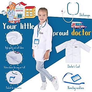 Fedio Kids Dress up Trunk Boys Role Play Costume set for Kids age 3-7, Doctor,Police, Fireman Costume with Accessories for Dress up