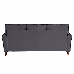 Lexicon Morgan 80" W Velvet Living Room Sofa Couch, Gray