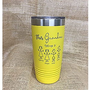 Custom Personalized This Grandma Belongs to Tumbler with Clear lid Travel Mug Coffee Mug Thumbler for Grandma Nana Papa