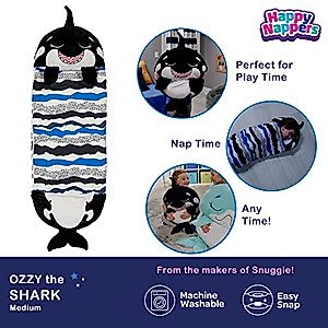 Happy Nappers Pillow & Sleepy Sack- Comfy, Cozy, Compact, Super Soft, Warm, All Season, Sleeping Bag with Pillow- Medium 54” x 20”, Shark