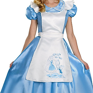 Disguise Costumes Women's, Official Disney Alice in Wonderland Costume Outfit with Headband, As Shown, Small (4-6)