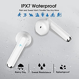 OYIB Wireless Earbuds, Bluetooth 5.3 Headphones with 4-Mics ENC Clear Call, Bluetooth Earbuds Touch Control 25Hour Stereo Sound with LED Power Display, Waterproof Earphones Sprot for Workout White