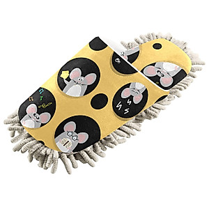 FLildon Microfiber Cleaning Slippers Cute Cake Mouse Washable Mop Shoes Slipper for Men/Women House Floor Dust Cleaner, Size L