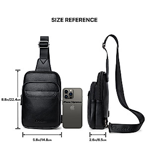 CANTLOR Small Leather Sling Bag Backpack for Men Crossbody Bag Fanny Pack Casual Hiking Travel Daypack