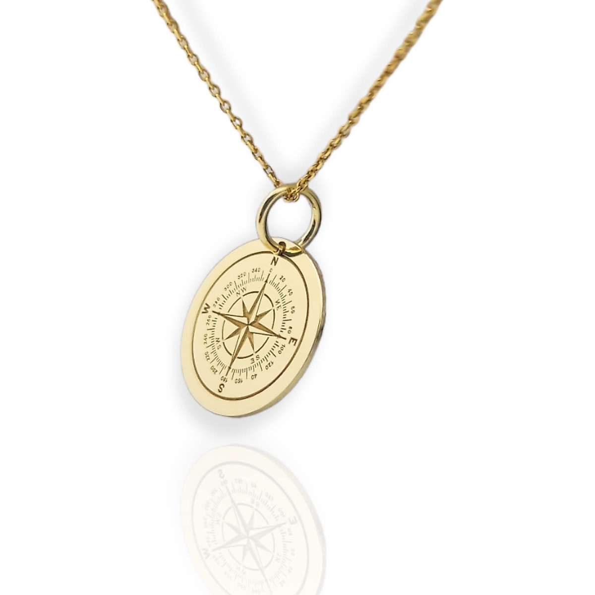 DANELIAN 14K Solid Gold Compass Pendant, North Star Compass Necklace (No Chain Included, 0.55 inches / 13.9mm)