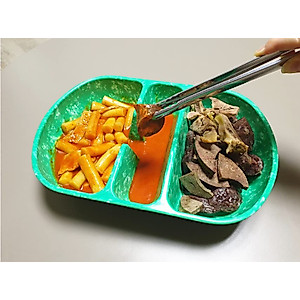 LOVENATURE Korean Tteokbokki Plate Set, Melamine Korean Traditional Snack Dinnerware,Indoor and Outdoor Party Dish, Dipping and mixing bowl. 부먹찍먹 그릇,떡볶이 분식세트
