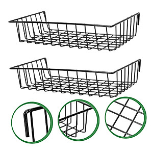 Zerodeko 2pcs Pegboard Grid Panel Board Shelf Storage Basket Grid Wall Basket Peg Board Accessoris Sundries Wall Shelf Grid Panel Board Basket Grid Panel Shelf Wire Straight Shelf