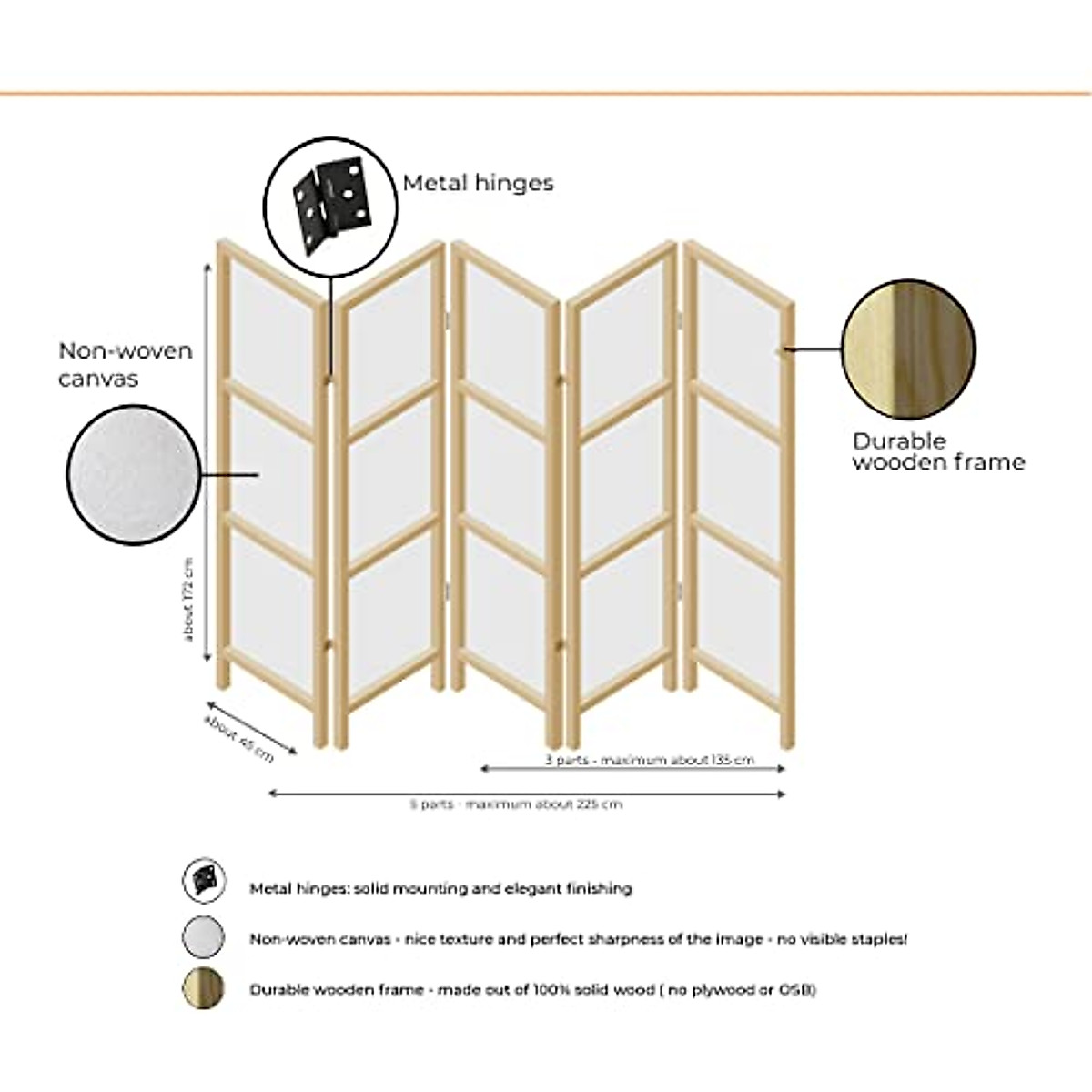 artgeist Japanese Room Divider XXL Landscape Waterfall Nature 90 x 67 in - 5 Panel Folding Screen Japan Design Home Decoration Art Deco Forest c-B-10009-z-a