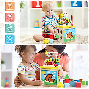 TOY Life Wooden Baby Activity Cube for Toddlers 1-3 Activity Cube Learning Toys for 1 Year Old With Busy Cube Bead Maze for Toddlers 1-3 Educational Toys for 1+ Year old 9 10 Month Old Baby Toys Gifts