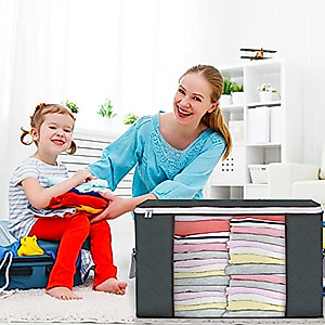 6 Pack 90L Large Storage Bags & 6 Pack 60L Clothes Storage Bags, Clothes Storage Bins Foldable Closet Organizers with Durable Handles with Clear Window for Clothes Pillow Blankets Bedding