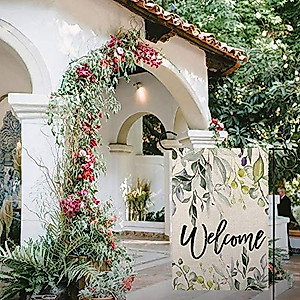 CROWNED BEAUTY Spring Floral Welcome Garden Flag 12×18 Inch Small Vertical Double Sided Seasonal Outside Wedding Décor for Yard Farmhouse CF097-12