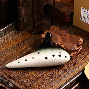 MIFOGE Kalimba Thumb Piano & MIFOGE Ocarina 12 Hole Tones Alto C (Black with White)