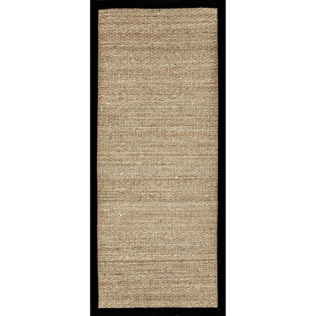 nuLOOM 2x12 Elijah Seagrass Area Rug, Black, Solid Farmhouse Style, Cotton Bordered, Basketweave, Natural Fiber, For Bedroom, Dining Room, Living Room, Hallway, Office, Kitchen, Entryway