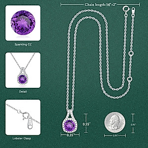 IEFRICH Valentines Day Gifts - Birthstone Amethyst Necklace for Women - Purple Amethyst Jewelry for Wife or Girlfriend