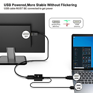 BENFEI HDMI to DisplayPort, Uni-Directional HDMI (Source) to DisplayPort (Display) Adapter 4K@60Hz/2K@144Hz/1080P@165Hz Compatible with Laptop, Xbox 360 One, PS4 PS3 Device