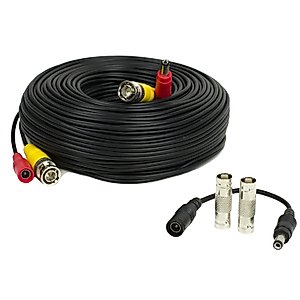 Amcrest 100 Feet Pre-Made All-in-One Siamese BNC Video and Power CCTV Security Camera Cable with Two Female Connectors for 960H & HD-CVI Camera and DVR (SCABLEHD100B)