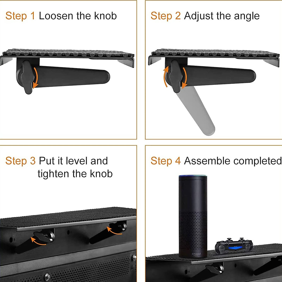 Bracwiser No Drill TV Top Shelf 24 inch Wide Monitor Top Mounting Bracket Platform Holds Speaker, AV Receiver, Media Box, Game Console and More