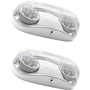 Outdoor Rated High Output White LED Emergency Light (Bug Eyes) with Battery Backup, Wet Location Listed, 90-Minute Minimum Capacity, 120V-277V (2 Pack)
