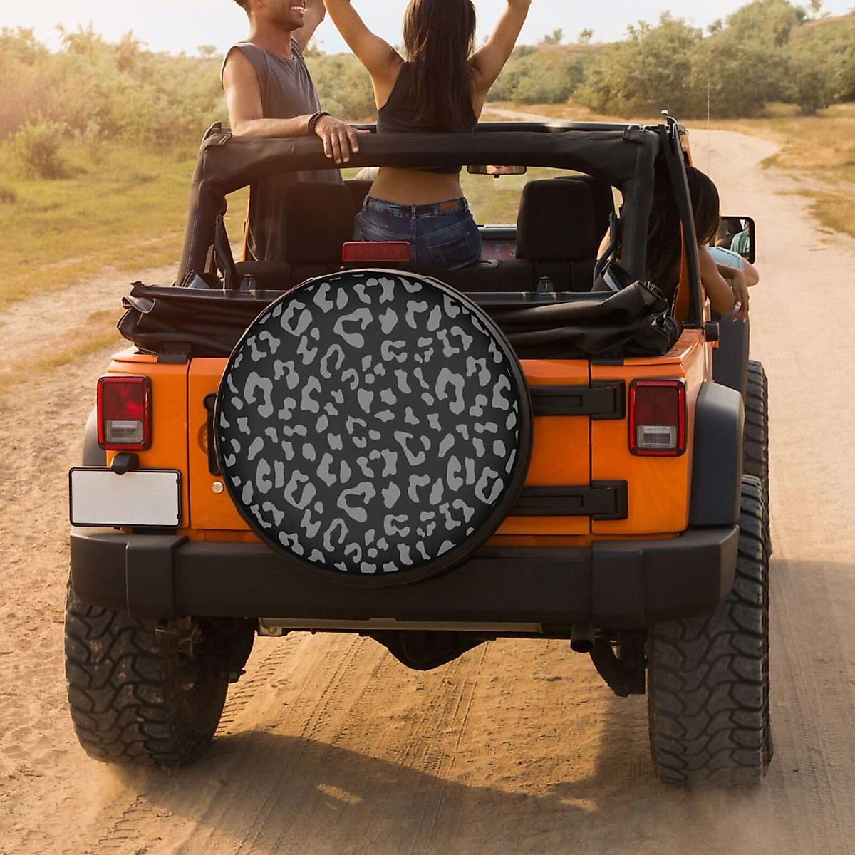 Foruidea Leopard Print Spare Tire Cover Dust-Proof Wheel Tire Cover Fit Trailer, RV, SUV and Many Vehicle 17 Inch