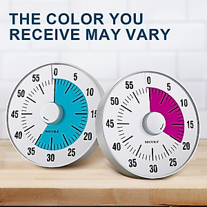 Secura 7.5-Inch Oversize Visual Countdown Timer, 60-Minute Kitchen Timer | Time Management Tool for Kids, Teachers and Adults (Blue)