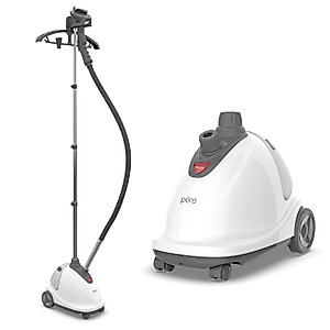 Pure Enrichment® PureSteam™ XL Standing Steamer with Garment Hanger - Heats in 45 Seconds with 0.5-Gallon Water Tank for 1 Hour Continuous Steaming - Includes Fabric Brush and Easy-roll Wheels