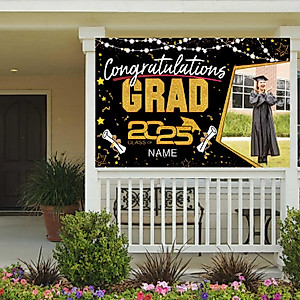 Custom Graduation Party Decorations 2023 - Personalization Large Congrats Grad Banner -Graduation Backdrop Banner Blue(Blue)