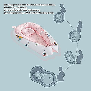 CUAIBB Baby Lounger for Newborn, Baby Pillow Lounger 0-24 Months, Baby Nest Sleeper Newborn Lounger, Breathable Sleeping Bed for Newborn Boys and Girls (A - Pink)