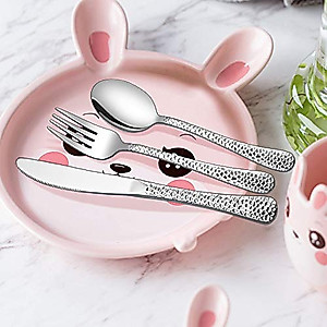 LIANYU 12-Piece Kids Utensils Silverware Set, Stainless Steel Toddler Hammered Flatware Cutlery, Children Tableware Includes Knives Forks Spoons, Dishwasher Safe