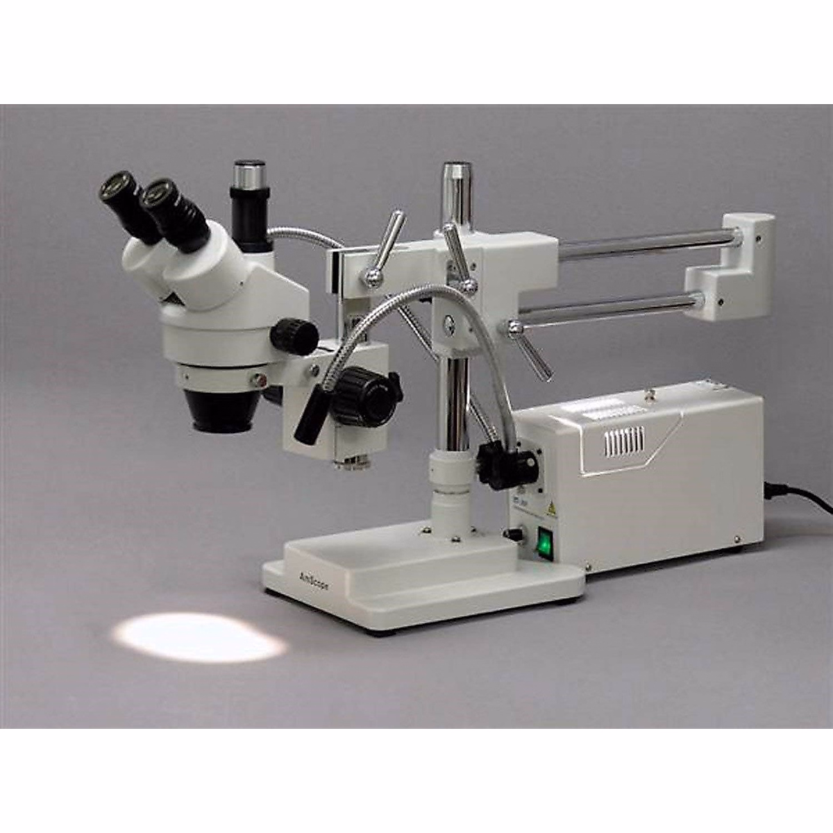 AmScope HL250-AY Dual-Gooseneck Fiber Optic Stereo Microscope Light, 150W Halogen Light Source, 110V-120V