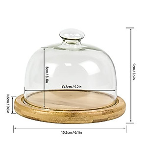 KVMORZE Glass Dessert Dome with Base, Mini Decorative Cake Tray with Glass Dome Cover, 5.9" Cake Fruit Display Server Tray for Kitchen, Birthday, Wedding, Appetizer Dessert and Cheese Serving Platter