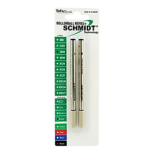 SCHMIDT 5888 Ceramic Rollerball Metal Tube Refill Broad Point 1.0mm, Black, 2 Pack Blister (SC58106)