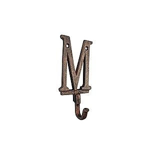 Handcrafted Nautical Decor Rustic Copper Cast Iron Letter M Alphabet Wall Hook 6"
