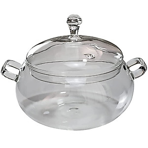 XJLVSV Glass Ramen Soup Bowl with Lid and Handle,2.5L/80oz Glass Cookware Set Cooking Pot Saucepan for Pasta Noodle, Soup, Milk