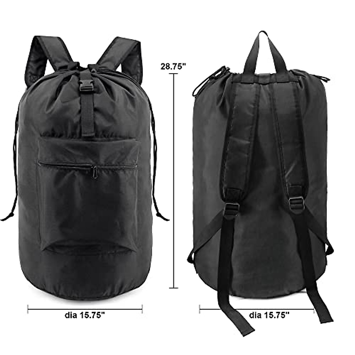 BeeGreen Laundry Bag Backpack w Adjustable Shoulder Straps College Dorm Essentials w Drawstring Closure for Travel Camp Heavy Duty Laundry Backpack Portable w Handle Xlarge Black