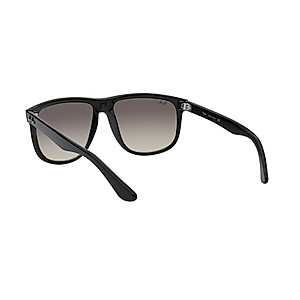Ray-Ban RB4147 Boyfriend Square Sunglasses, Black/Grey Gradient Dark Grey, 60 mm