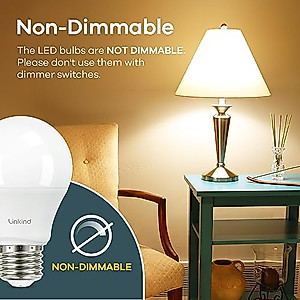 Linkind A19 LED Light Bulb, 60W Equivalent Light Bulbs, 9W 2700K Soft White, 800 Lumens Non-Dimmable LED Bulb, E26 Standard Base, Energy Efficient UL Listed, 6 Pack Led Lights for Bedroom Home Office