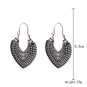 4 Pair Traditional Vintage Retro Antique Silver Gold Boho Bohemian Jewelry Ethnic Tribal Gypsy Engraved Hook Drop Dangle Jhumka Bells Tassel Earrings for Women -Style 1