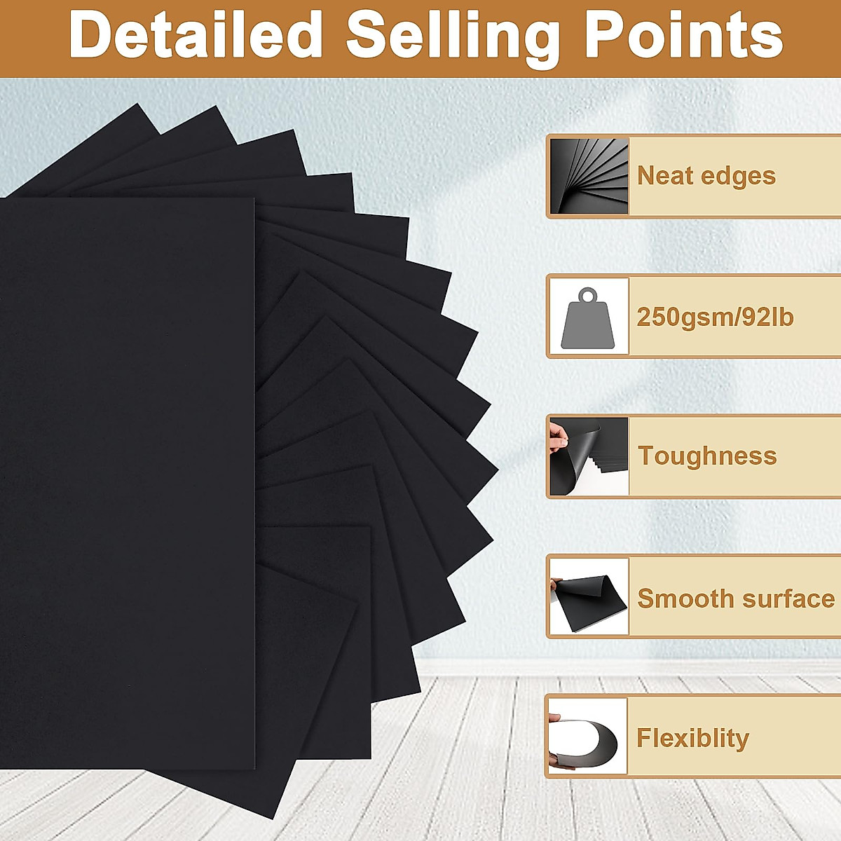 Silunkia 28 Sheets Black Cardstock 8.5 x 11 for Brrthday Decorations, 250gsm/92lb Heavyweight Black Construction Paper Card Stock for DIY Cards Making, Scrapbooking, Greeting Cards, Invitations
