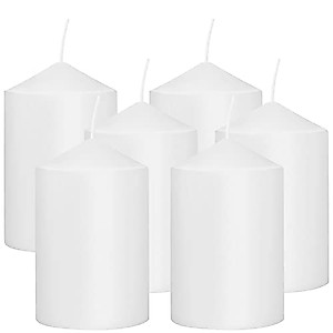 White Pillar Candles - Set of 6 - 3" x 6" Dripless Unscented Candles in White for Home Decor, Relaxation & All Occasions