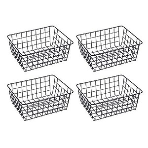 perfrom 2 Pack Iron Storage Basket Organizer,Wire Baskets,Metal Storage Organizer Basket for Home Kitchen Office Bathroom
