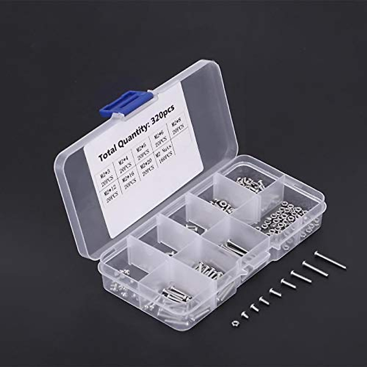 Screw 320pcs M2 Machine Screws Set Fasteners for Laptop/Hard Disk/Keyboard/Phone/PC Stainless Steel Material Tool