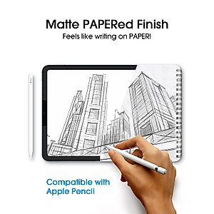 amFilm PAPERed Glass Screen Protector compatible with iPad Pro 11 (2021), iPad Pro 11 (2019), iPad Air 4 (2020), 9H Paper-Matte Finish, Face ID, Apple Pencil 2nd Compatible, Tempered Glass, 1 Pack