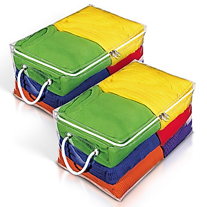 Violet Linen Clear Organization Vinyl Storage, 100% Vinyl, Heavy Duty, Dust-proof, Clear , 12" x 16" x 8" Sweater Chest, Space Saver Storage Bags, Set of 2 Medium Chests