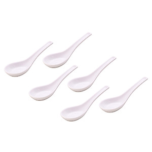 Nethan by MinhLong Premium Porcelain Ceramic Soup Spoon - 5.12 Inches (6 spoons, Plain White)