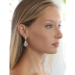 Mariell CZ Clip On Rose Gold Earrings - Art Deco Jewelry for Weddings, Bridal, Bridesmaids & Formals