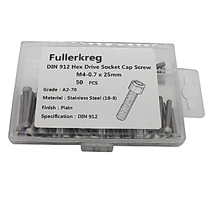 M4 x 25MM Socket Head Cap Screws,304 Stainless Steel, Quantity 50